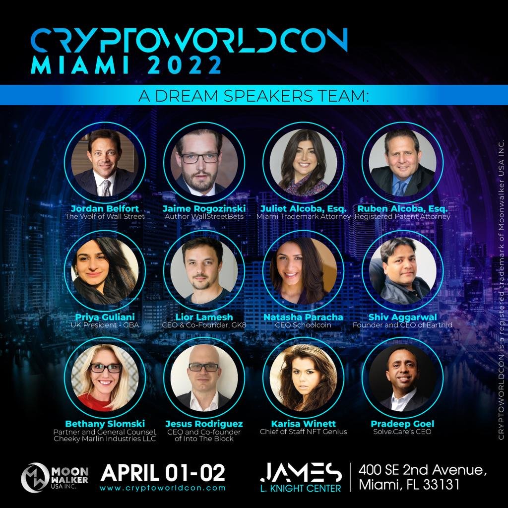 CryptoWorldCon will turn Miami in the epicenter of the Blockchain and cryptocurrency community ...